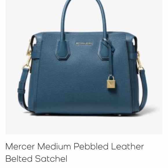 Michael Kors | Bags | Mercer Medium Pebbled Leather Belted Satche Dk ...
